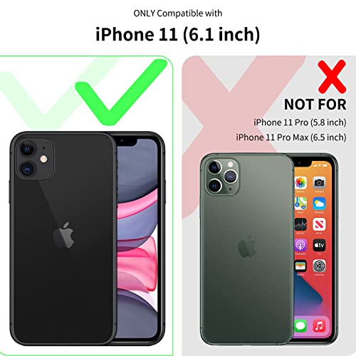 BOBOM [4 in 1 Armor Case for iPhone 11 Case with Screen Protector 2 Pack, Military-Grade Protective Case iPhone 11 with Camera Cover for Men Women, Built-in 360° Rotate Ring Stand Magnetic, Black