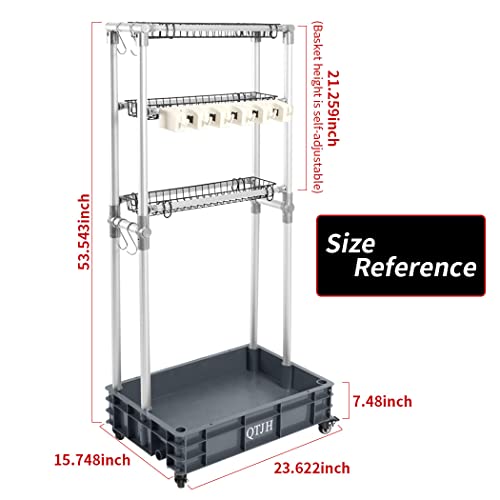 QTJH storage shelf broom mop holder hold your cleaning supplies janitorial cart Steel Organizer Wire Rack