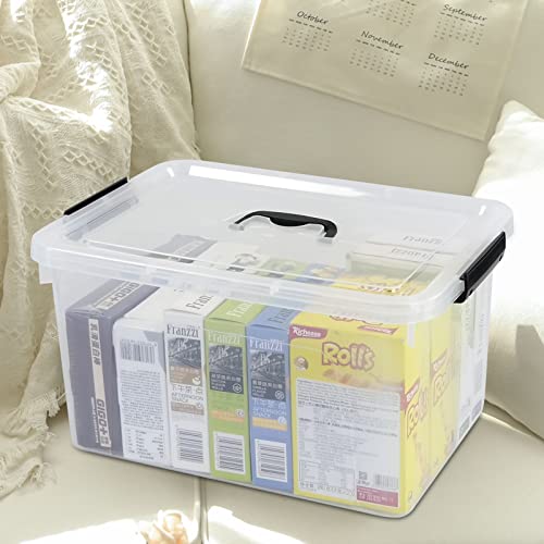 Zopnny 4-Pack 18 L Plastic Storage Box Container, Clear Latch Bin with Handle and Lid