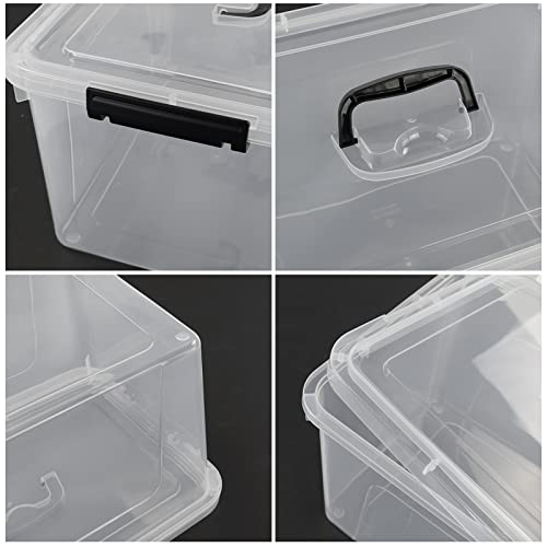 Zopnny 4-Pack 18 L Plastic Storage Box Container, Clear Latch Bin with Handle and Lid