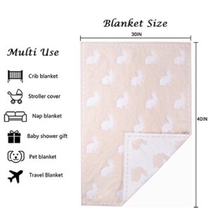 Kid Nation Baby Blankets for Girls Baby Boy Toddler Blanket Soft Baby Quilt Plush Crib Blanket Newborn Stroller Blanket Nursery Infant Light Pink Rabbit,40 x 30 in