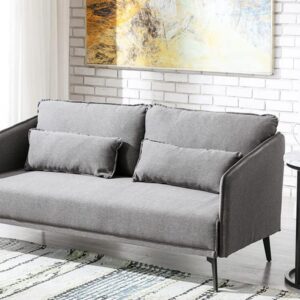 COSVALVE Grey Loveseat 59 inch Upholstered Couch, Small Spaces Modern 2-seat Sofa Fabric LoveSeat Grey Furniture for Living Room Bedroom Office Small Apartment,Metal Leg Loading 880LB