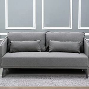 COSVALVE Grey Loveseat 59 inch Upholstered Couch, Small Spaces Modern 2-seat Sofa Fabric LoveSeat Grey Furniture for Living Room Bedroom Office Small Apartment,Metal Leg Loading 880LB