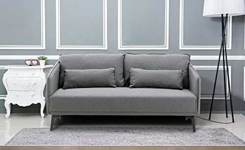 COSVALVE Grey Loveseat 59 inch Upholstered Couch, Small Spaces Modern 2-seat Sofa Fabric LoveSeat Grey Furniture for Living Room Bedroom Office Small Apartment,Metal Leg Loading 880LB