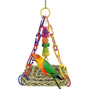 muyg bird seagrass mat natural sea-weed woven parrot hammock swing mats birds foraging wall colorful chewing toy lovebird movable hanging hammocks rocking toys parakeets climbing pad