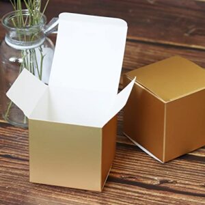 NEWSNOW Candy Gift Box Party Box 50pack 3x3x3 inches,Small Paper gift boxes Gift Boxes Bridal Shower Anniverary Birthday Party Wedding Favor (Gold)