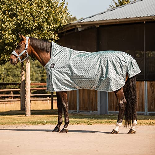 HORZE Avalanche 1200D Ripstop High Neck Heavy Weight Waterproof Horse Turnout Blanket (300g Fill) - Silver Blue - 78 in