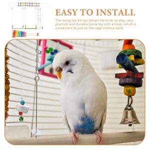 Ipetboom Parakeet Toys Parrot Toy Bird Chewing Perch Wooden Bird Hanging Swing Ferris Pet Parrot Chewing Toys for Parrot Sparrow Parakeet Canary Cockatiel () Parakeet Toys Parrot Toys