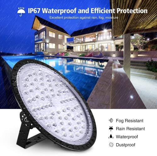 TYCOLIT 300W UFO LED High Bay Light, 30000LM Commercial Bay Lighting Daylight 6500K, IP65 Waterproof LED Commercial Bay Light, LED Warehouse Light Shop Light Factory Light Garage Light