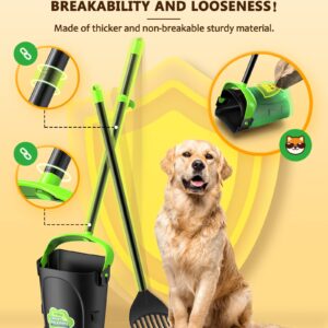 PETNOZ LIFE Large Swivel Bin & Rake Pooper Scooper with 40 Waste Bags, 36" Long Handle & 4 Bag Hooks Adjustable Dog Pooper Scooper for Large Dogs and Pets, Portable Non-Breakable Dog Poop Scooper