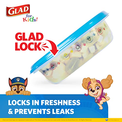 Glad for Kids Paw Patrol GladWare Medium Lunch Square Food Storage Containers with Lids | 25 oz Kids Food Containers with Paw Patrol Design, 30 Count Set | Tight Seal Food Storage Containers for Food