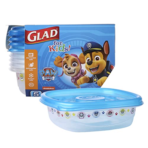 Glad for Kids Paw Patrol GladWare Medium Lunch Square Food Storage Containers with Lids | 25 oz Kids Food Containers with Paw Patrol Design, 30 Count Set | Tight Seal Food Storage Containers for Food