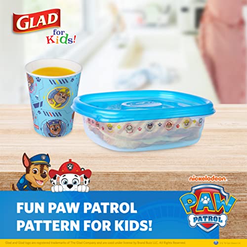 Glad for Kids Paw Patrol GladWare Medium Lunch Square Food Storage Containers with Lids | 25 oz Kids Food Containers with Paw Patrol Design, 30 Count Set | Tight Seal Food Storage Containers for Food