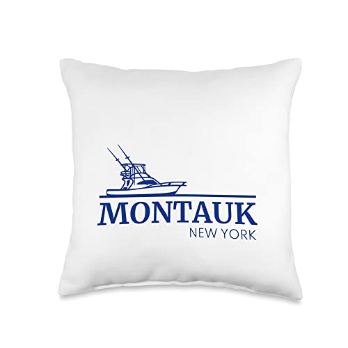 State of New York Merch Souvenir & Gifts Co. Montauk New York Deep Sea Sportfisher Saltwater Fish Throw Pillow, 16x16, Multicolor