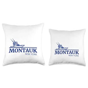 State of New York Merch Souvenir & Gifts Co. Montauk New York Deep Sea Sportfisher Saltwater Fish Throw Pillow, 16x16, Multicolor