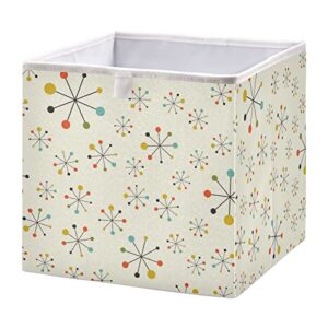 oyihfvs seamless dots mid century absctract geometric colorful square collapsible open storage bins, foldable toy nursery basket bin cloth cube organizer with handles for shelves closet