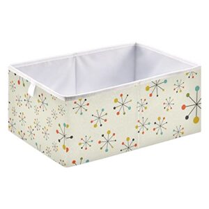 Oyihfvs Seamless Dots Mid Century Absctract Geometric Colorful Square Collapsible Open Storage Bins, Foldable Toy Nursery Basket Bin Cloth Cube Organizer with Handles for Shelves Closet