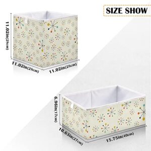 Oyihfvs Seamless Dots Mid Century Absctract Geometric Colorful Square Collapsible Open Storage Bins, Foldable Toy Nursery Basket Bin Cloth Cube Organizer with Handles for Shelves Closet