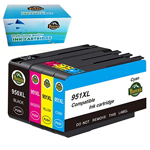 YUUSHA 950XL 951XL Compatible Ink Cartridge Replacement for HP 950 951 Ink Catridges Combo Pack, for OfficeJet Pro 8600 8610 8620 8630 8625 8615 8100 8640 276DW 251DW 271DW Printe 4Packs