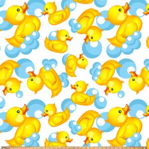 DAVID TEXTILES Rubber Ducky Anti-Pill No-Sew Throw Fleece Fabric Kit (50x60)