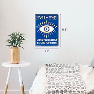 Evil Eye Metal Sign - Easy-to-Hang Wall Decor - Fun Tin Signs for Man Cave - Metal Dorm Room Decorations, Garage Signs, and Man Cave Signs