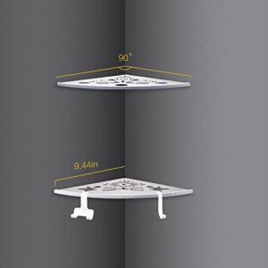 UNI-DRAIN Shower Corner Shelves with Robe Hook and Razor Holder, 2 PCS Pack in Stainless Steel and Anti-Fingerpint Coated.