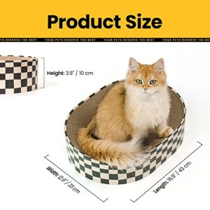 Conlun Cat Scratcher Cardboard,2 in 1 Oval Cat Scratch Pad Bowl Nest for Indoor Cats Grinding Claw,Round Cat Scratching Board Corrugated Lounge Cat Beds&Furniture Protector for Couch & Carpets & Sofas