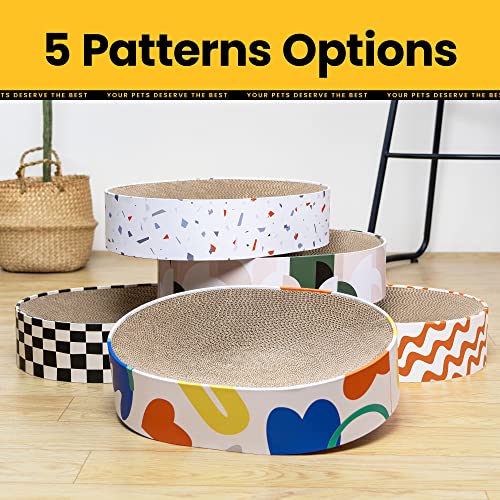 Conlun Cat Scratcher Cardboard,2 in 1 Oval Cat Scratch Pad Bowl Nest for Indoor Cats Grinding Claw,Round Cat Scratching Board Corrugated Lounge Cat Beds&Furniture Protector for Couch & Carpets & Sofas