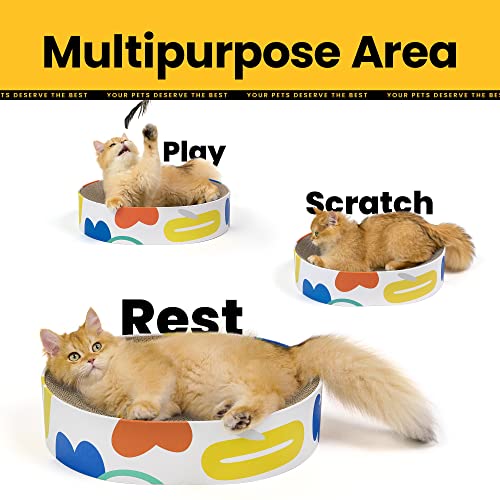 Conlun Cat Scratcher Cardboard,2 in 1 Oval Cat Scratch Pad Bowl Nest for Indoor Cats Grinding Claw,Round Cat Scratching Board Corrugated Lounge Cat Beds&Furniture Protector for Couch & Carpets & Sofas