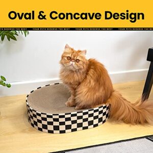 Conlun Cat Scratcher Cardboard,2 in 1 Oval Cat Scratch Pad Bowl Nest for Indoor Cats Grinding Claw,Round Cat Scratching Board Corrugated Lounge Cat Beds&Furniture Protector for Couch & Carpets & Sofas