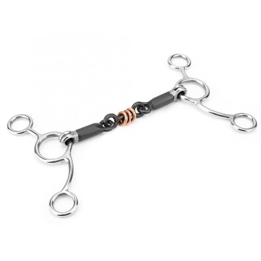 N/A Horse Chew Stainless Steel Armature and Black Steel Armature Ring Whistle Drill Outdoor Equestrian Protection Accessories