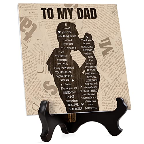 Birthday Gifts for Dad from Daughter, Father Plaque with Stand Gifts - Bonus Best Dad Ever Gifts, Dad to Be Gifts, New Dad Gift, Ideal Thanksgiving Birthday Presents for Dad Stepdad Father in Law