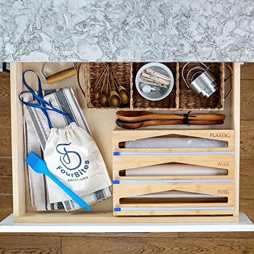 Drawer Organizer with Cutter Kitchen Wrap Organizers Foil Organizer for Drawers Saran Wrap Dispenser