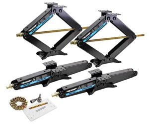 libra heavy duty 9000lbs 24" rv trailer stabilizer leveling scissor jacks w/dual power drill sockets & full installation kit,set 4