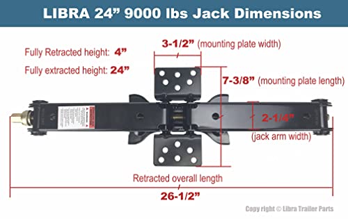 LIBRA Heavy Duty 9000lbs 24" RV Trailer Stabilizer Leveling Scissor Jacks w/Dual Power Drill Sockets & Full Installation Kit,Set 4