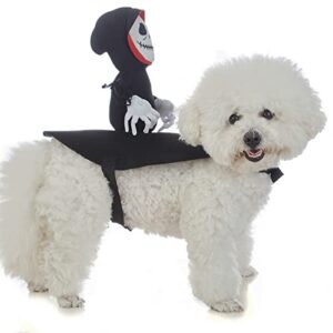 coomour dog halloween costume pet ghost saddle costume adjustable halloween grim reaper rider style dog carrying costume (s)