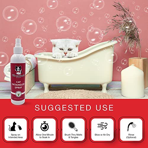 Warren London Cat Detangler Spray for Matted Hair | Leave in Conditioner Pet Detangling Spray That Demattes & Refreshes | Use with Cat Brush or Grooming Glove | Made in USA