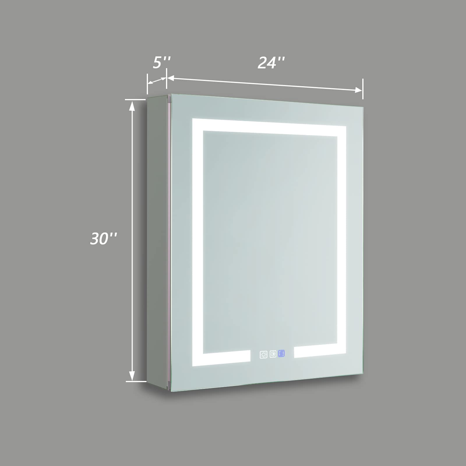 ES-DIY Lighted Medicine Cabinet with Mirror 24 x 30 Inch, Recessed or Surface Mount led Medicine Cabinet, 2 Outlets, Defog, Stepless Dimming,Medicine Cabinet Color Temper 3000K-6400K,Right Hinge