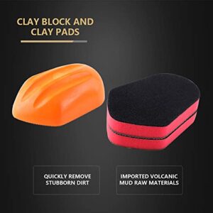 SPTA Clay Block, Clay Bar Pad, 3Pcs Clay Pads and Synthetic Clay Set for Car Detailing, Speed Clay Bar Sponge for Car Detailing, Solve The Problem of Stubborn Dirt on Paint and Glass -CHMLP08A