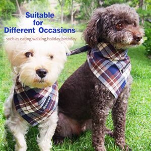 Adjustable Plaid Dog Bandanas,1PC Soft Washable Cotton Triangle Bib Kerchief Scarfs for Small Medium Large Dogs and Cats (Blue, Large)