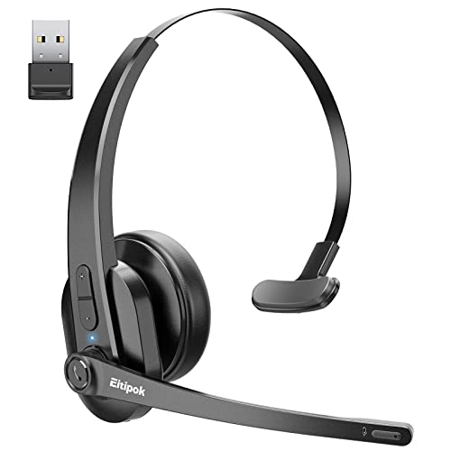 EITIPOK Bluetooth Headset, Bluetooth Trucker Headset with Noise Canceling Mic, On Ear Bluetooth Headphones for Cell Phone/PC/Tablet/Laptop/Computer, Hands Free Headset for Trucker/Business/Students