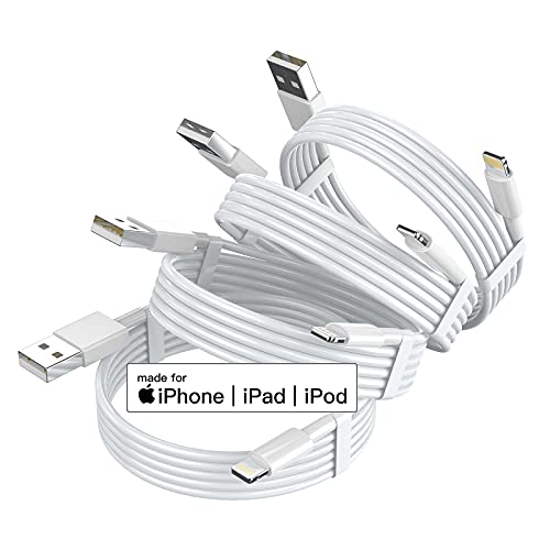 4Pack [Apple MFi Certified] iPhone Charger 6FT Lightning Cable, 6 Feet Long USB Fast Charging Cord for Apple iPhone 13 12 Pro Max 11 XS Xr X 8 7 6 5 iPad Mini Air Pods-2M(Original White)