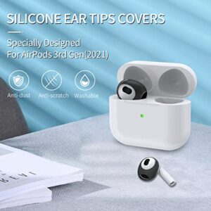 [6 Pairs] for AirPods 3 Ear Tips Covers【 Fit in The Charging Case】, AIBEAMER Silicone Anti-Slip/Dust Ear Covers Accessories Compatible with Apple AirPods 3 (2021) -Black/White