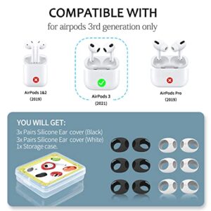 [6 Pairs] for AirPods 3 Ear Tips Covers【 Fit in The Charging Case】, AIBEAMER Silicone Anti-Slip/Dust Ear Covers Accessories Compatible with Apple AirPods 3 (2021) -Black/White