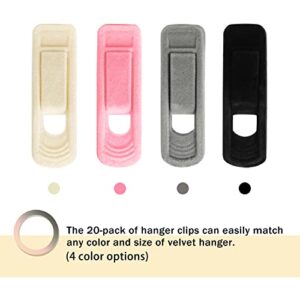 LHMTQVK 20 PCS Velvet Hangers Clips Clothes Pins Clips Strong Velvet Clips Fit Clips for Velvet Hangers Perfect for Thin Velvet Hangers (Pink)