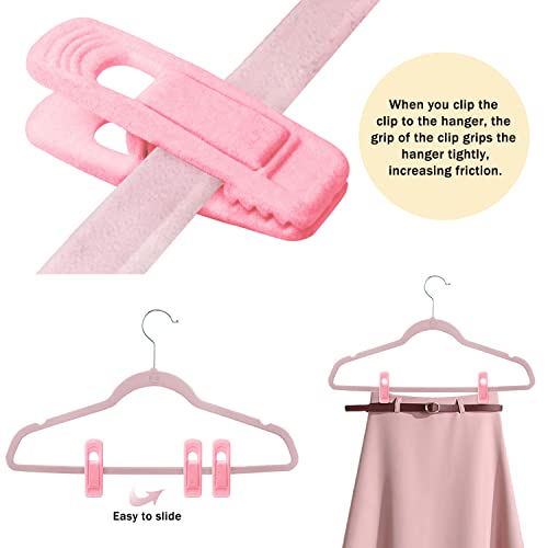 LHMTQVK 20 PCS Velvet Hangers Clips Clothes Pins Clips Strong Velvet Clips Fit Clips for Velvet Hangers Perfect for Thin Velvet Hangers (Pink)