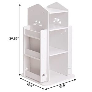 DOEWORKS 360 Degrees Rotating Open Bookshelf, 3 Tier Freestanding Bookcase Display Cabinet for Bedroom and Livingroom, White