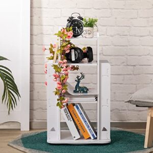 DOEWORKS 360 Degrees Rotating Open Bookshelf, 3 Tier Freestanding Bookcase Display Cabinet for Bedroom and Livingroom, White