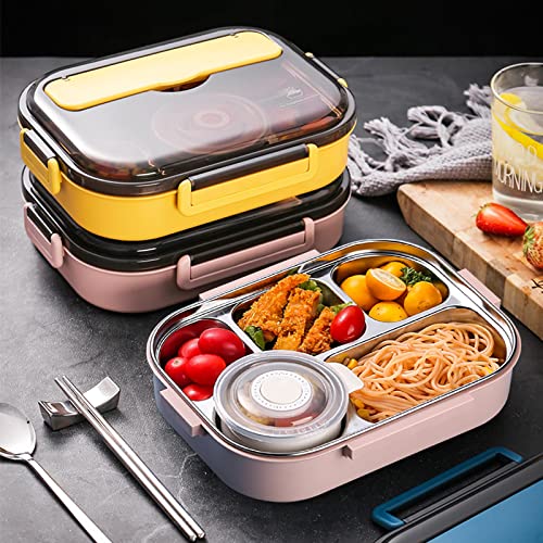 GYYGRY Lunch Box Stainless Steel Bento Box With Insulated Bag and Cutlery,1500ml,4 Compartments,Big Bento Box for adults and Work,Lunch Container Set