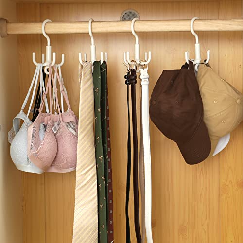 Coorganisers 4 PCS Belt Organizer Hanger for Closet,Stackable Bra Organizer with 4 Claws,360 Degree Rotating Clothes Hanger Holder Hook Closet Organizer,Tie Rack for Belt,Tie,Bra,Bag,Purse,Hat,Scarf